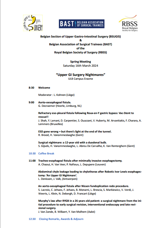 RBSS.be - BSUGIS spring meeting: Upper GI Surgery Nightmares-BSUGIS